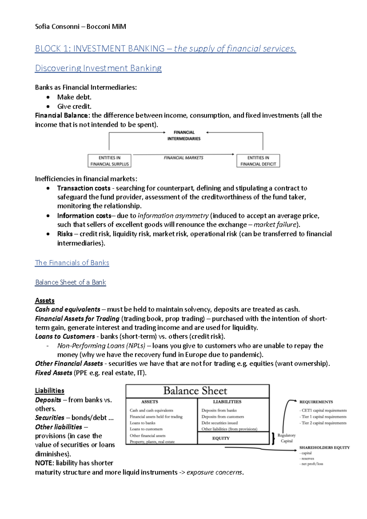 International Finance - Notes Part 1 - BLOCK 1: INVESTMENT BANKING ...