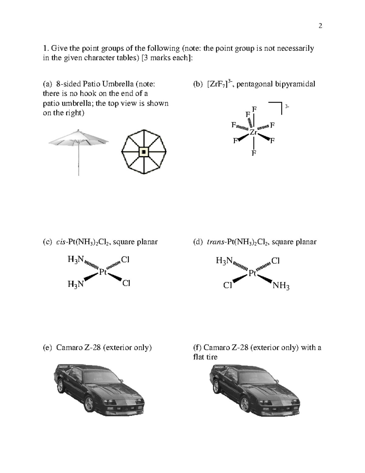 Practice questions - Give the point groups of the following (note: the ...