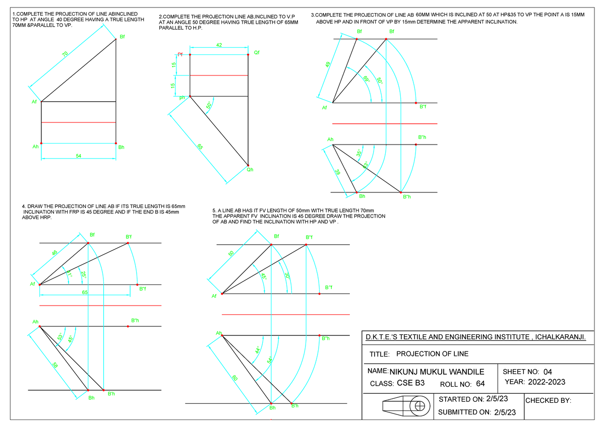 Sheet 4 - TITLE: NAME: CLASS: ROLL NO: SHEET NO: YEAR: STARTED ON ...