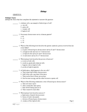 Biology Chapter 10 Test + Answer Key - Biology Chapter 10: Principles ...