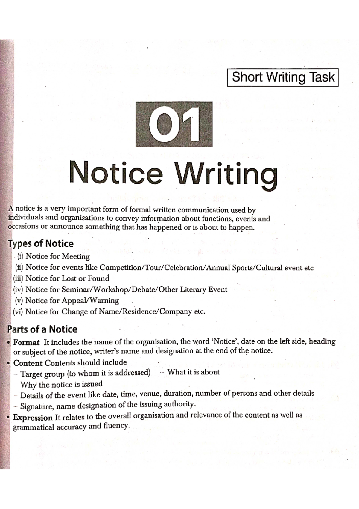Notice Writing - Types of Notice (i) Notice for Meeting (ii) Notice for ...