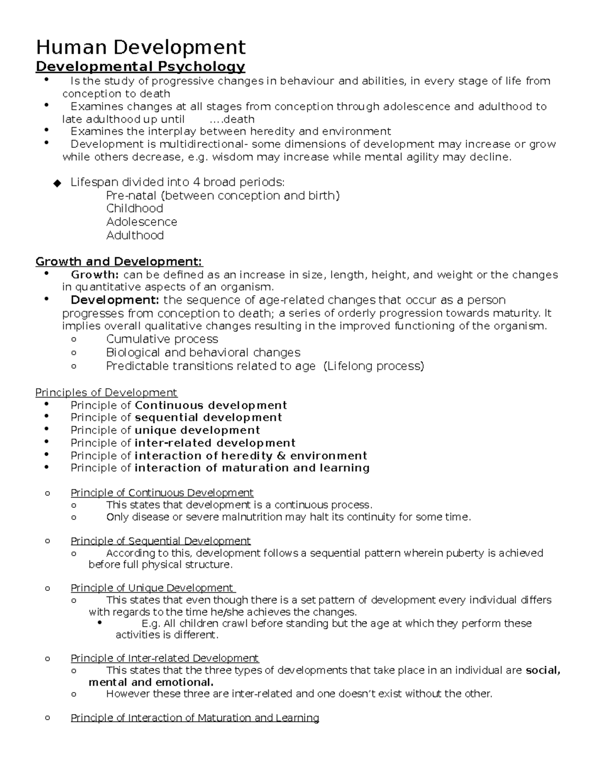 Human Development - Summary Health Psychology - Human Development ...