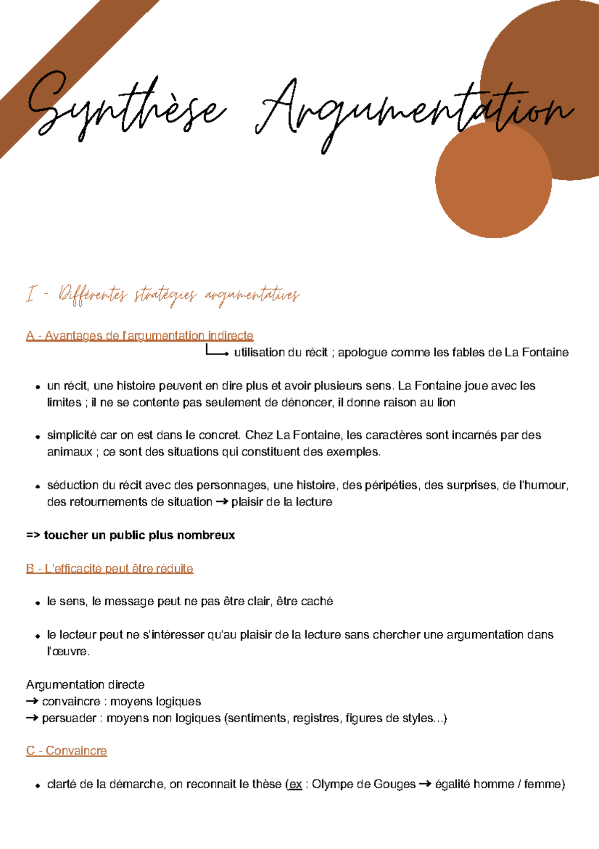 Synthèse Argumentation - Synthèse Argumentation un récit, une histoire peuvent en dire plus et ...