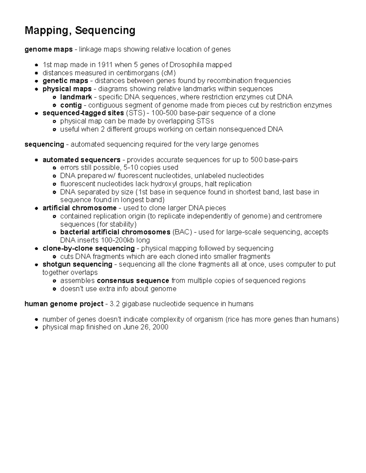 Mapping Sequencing Mapping Sequencing Genome Maps Linkage Maps