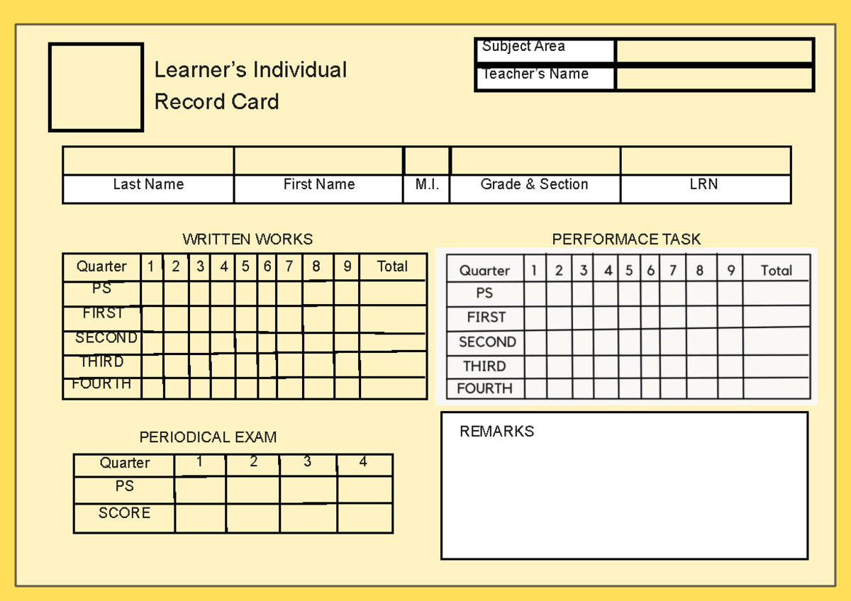 Learner’s Individual Record Card - Bohol Northern Star College ...