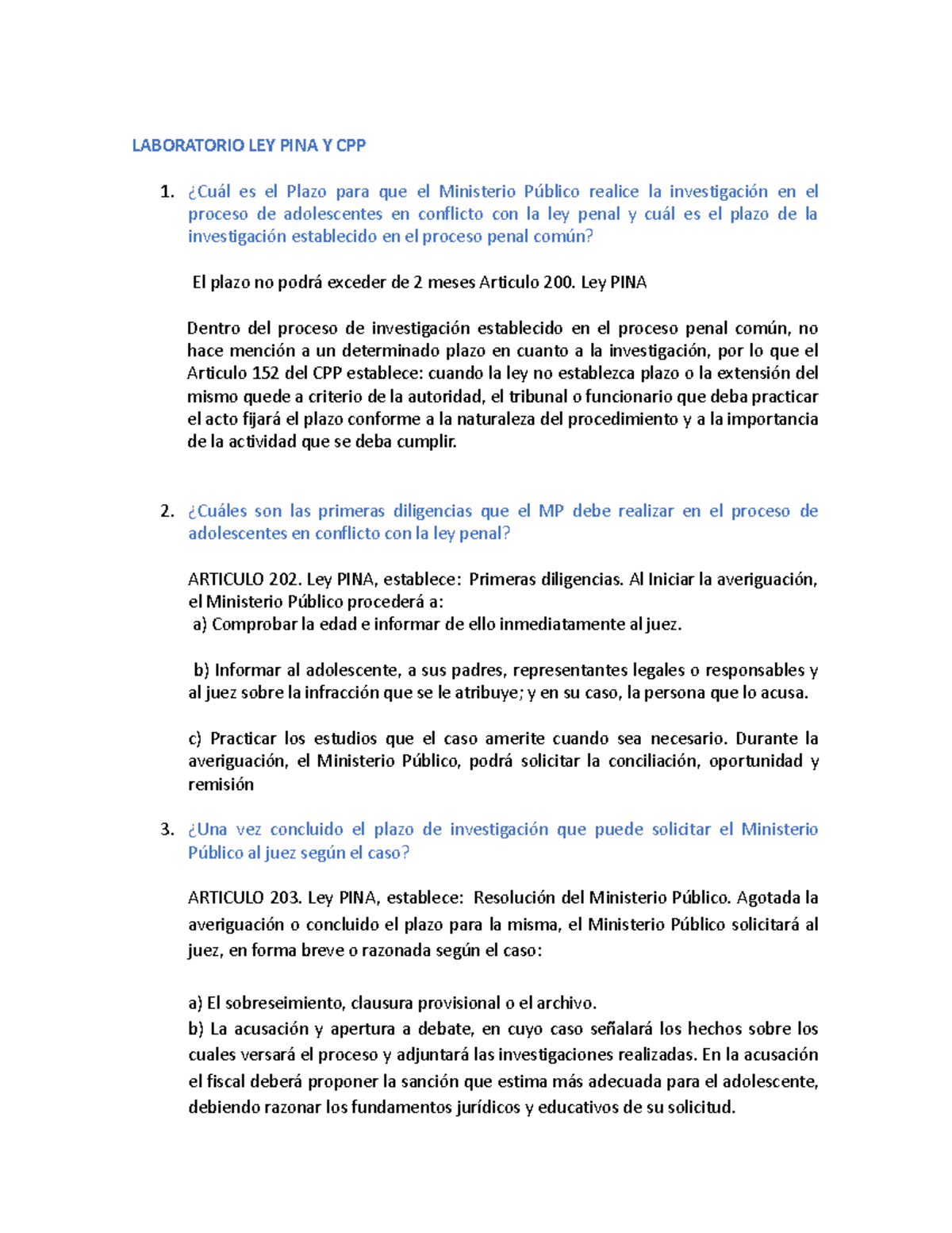 Laboratorio LEY PINA Y CPP - LABORATORIO LEY PINA Y CPP ¿Cuál es el Plazo para que el Ministerio ...