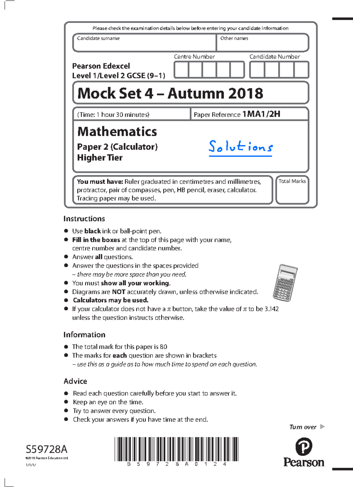Walking talking Mock Set 4 – Autumn 2018 2H - Turn over S59728A ©2018 ...