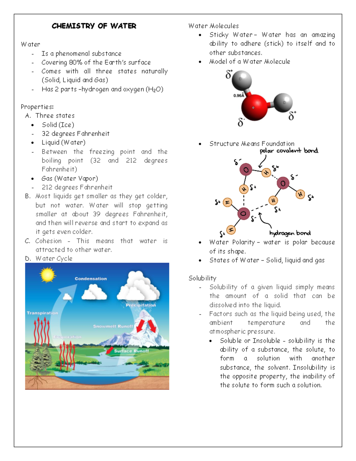 Chemistry-OF- Water - Summarize version of the topic - CHEMISTRY OF ...