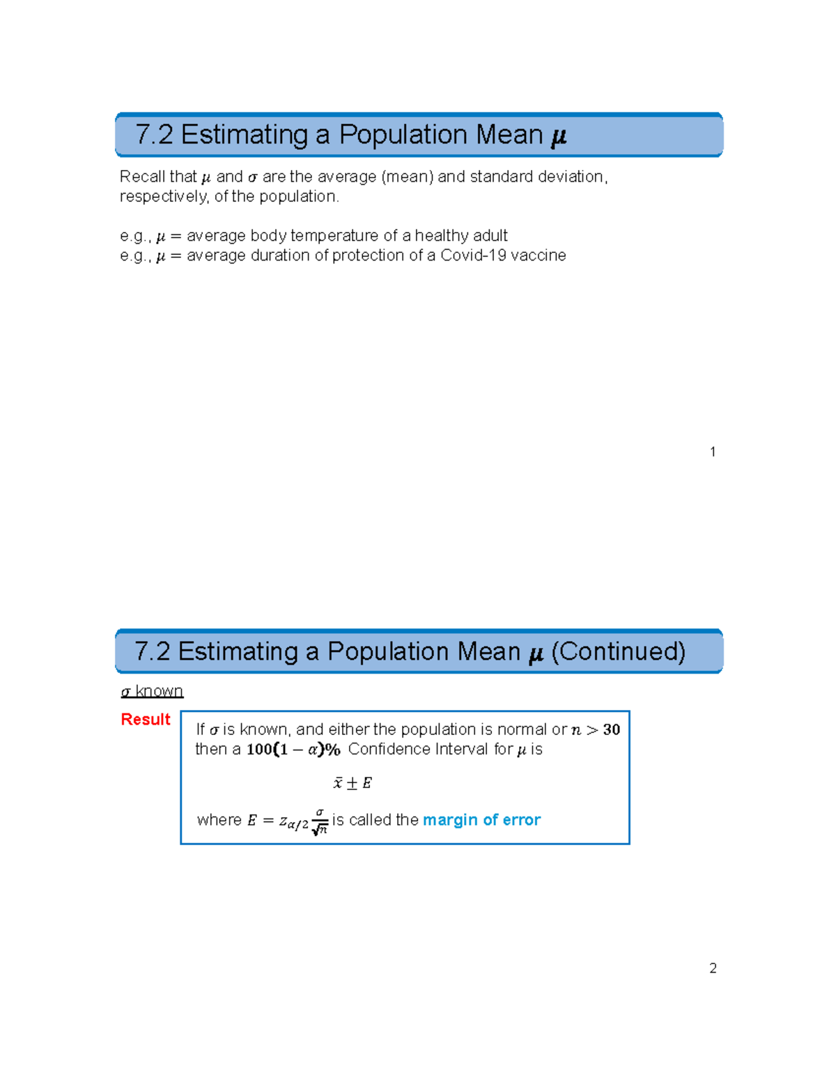 Section 7 - lec - Stats 2B03 - McMaster - Studocu