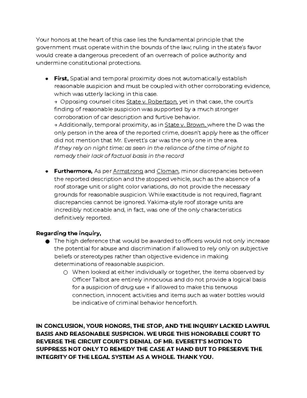 MOOT Court - Rebuttal - Your honors at the heart of this case lies the ...