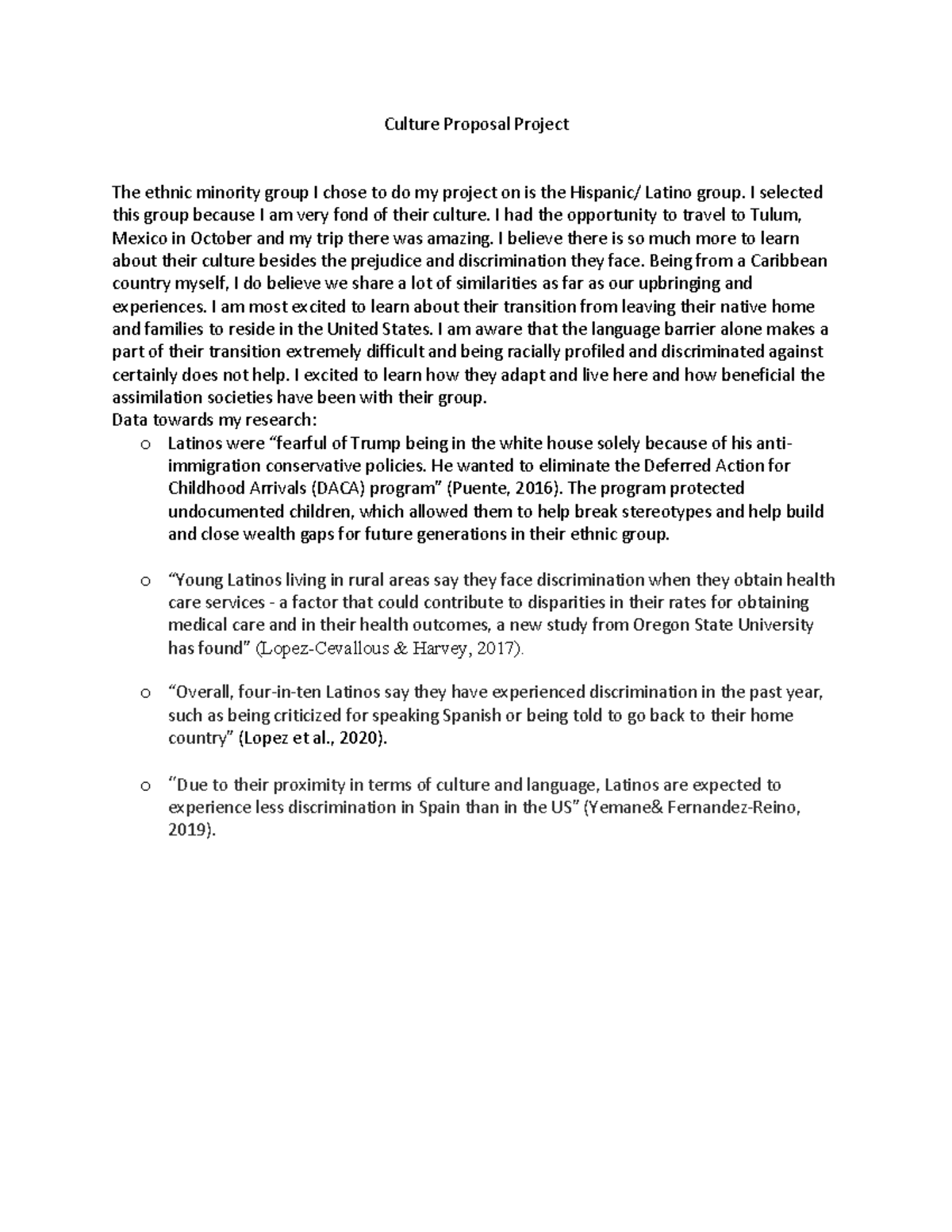 Cultural Proposal Project - Culture Proposal Project The ethnic ...