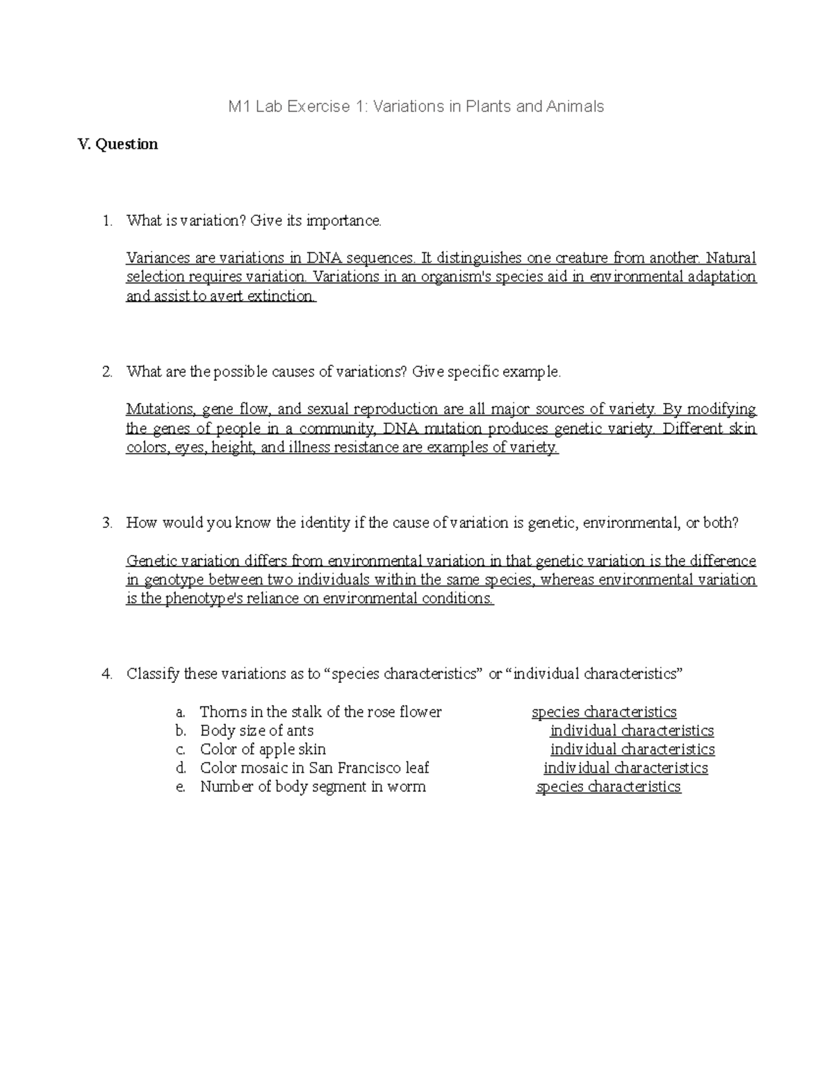 M1 Lab Exercise 1 - Genetics is a branch of biology concerned with the ...