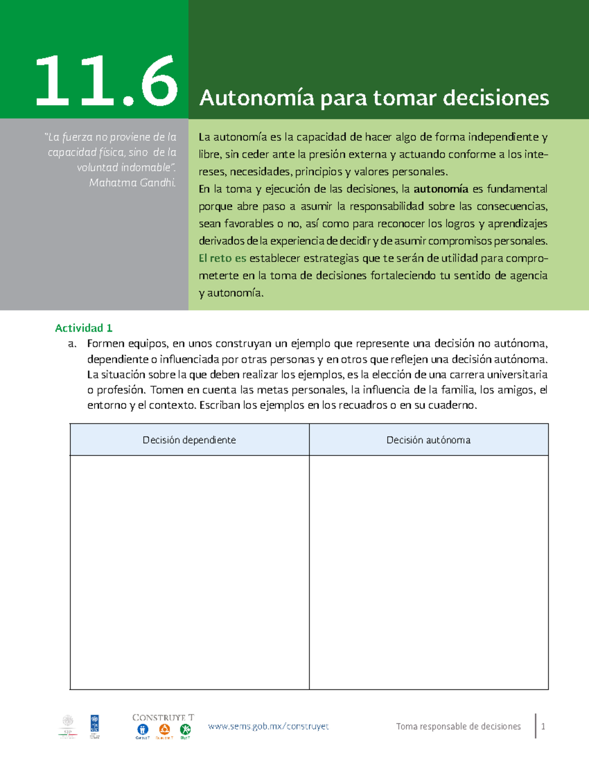 11.6 E Autonomia - asdasd - Toma responsable de decisiones 1 11 ...