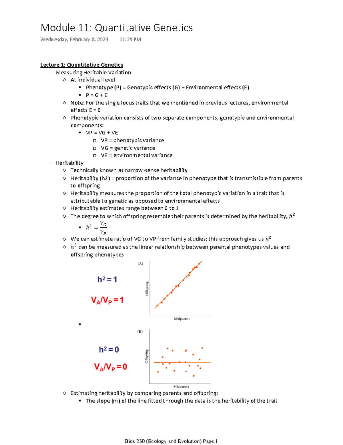 Bios 230 (Ecology and Evolution) Module 11 - Lecture 1: Quantitative ...