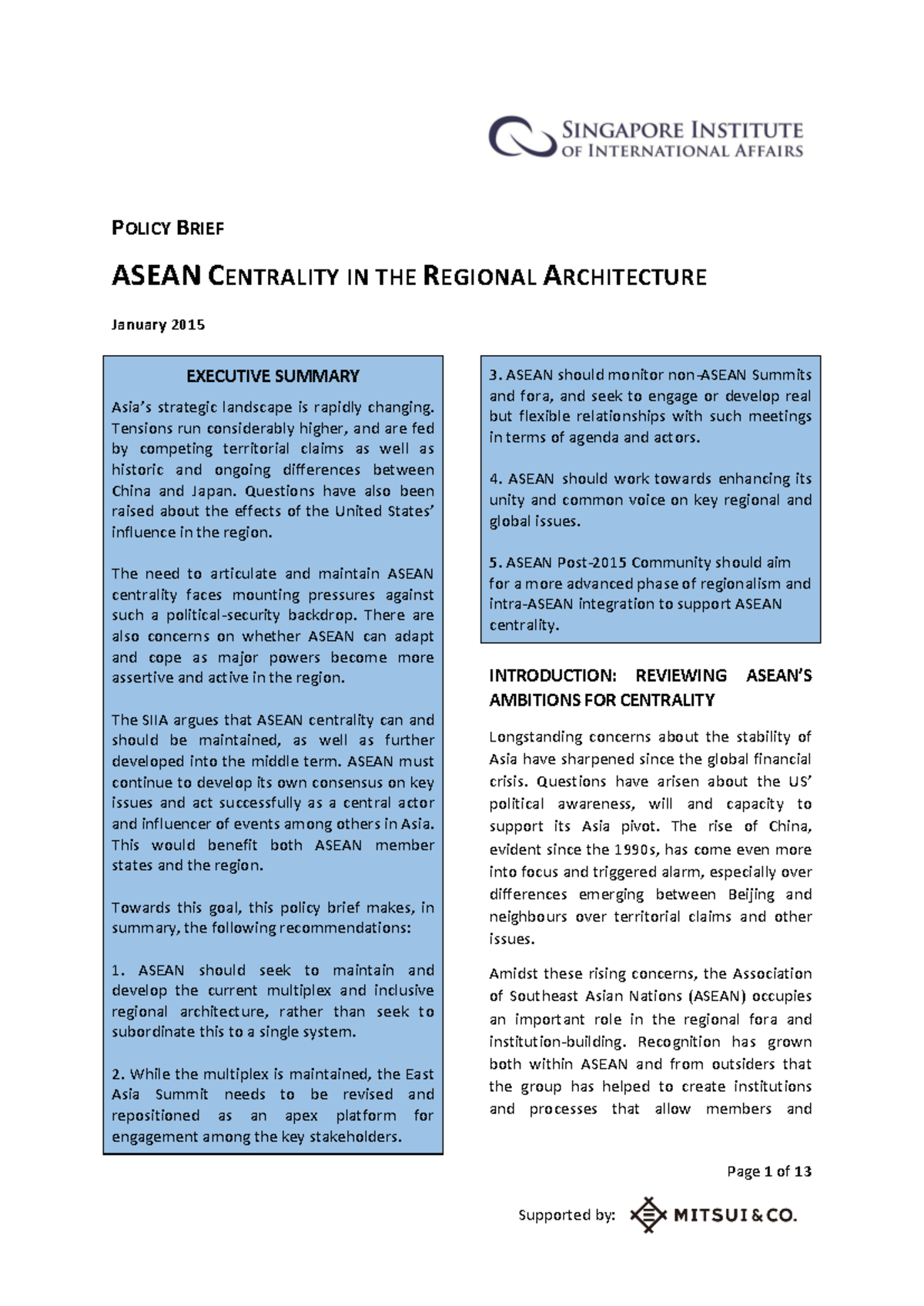 2015 05 Policy Brief Asean Centrality in the Regional Architecture ...