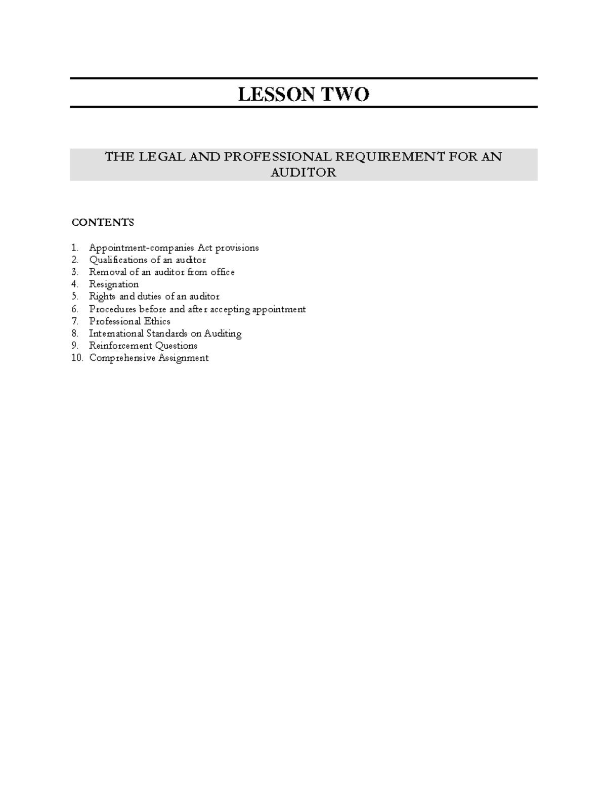 Lesson TWO - Lecture notes yr - LESSON TWO THE LEGAL AND PROFESSIONAL ...