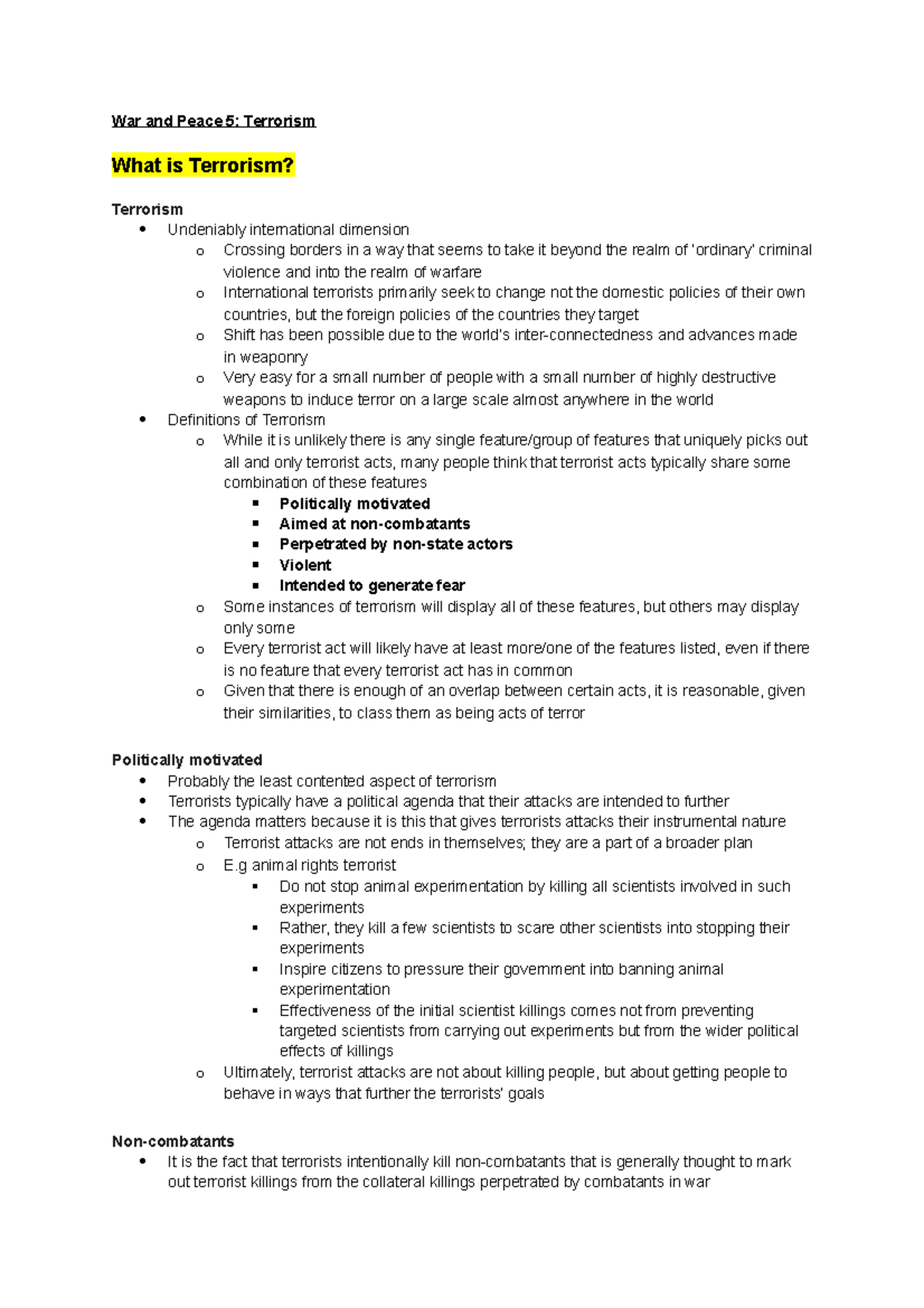 War and Peace 5 - N/A - War and Peace 5: Terrorism What is Terrorism ...