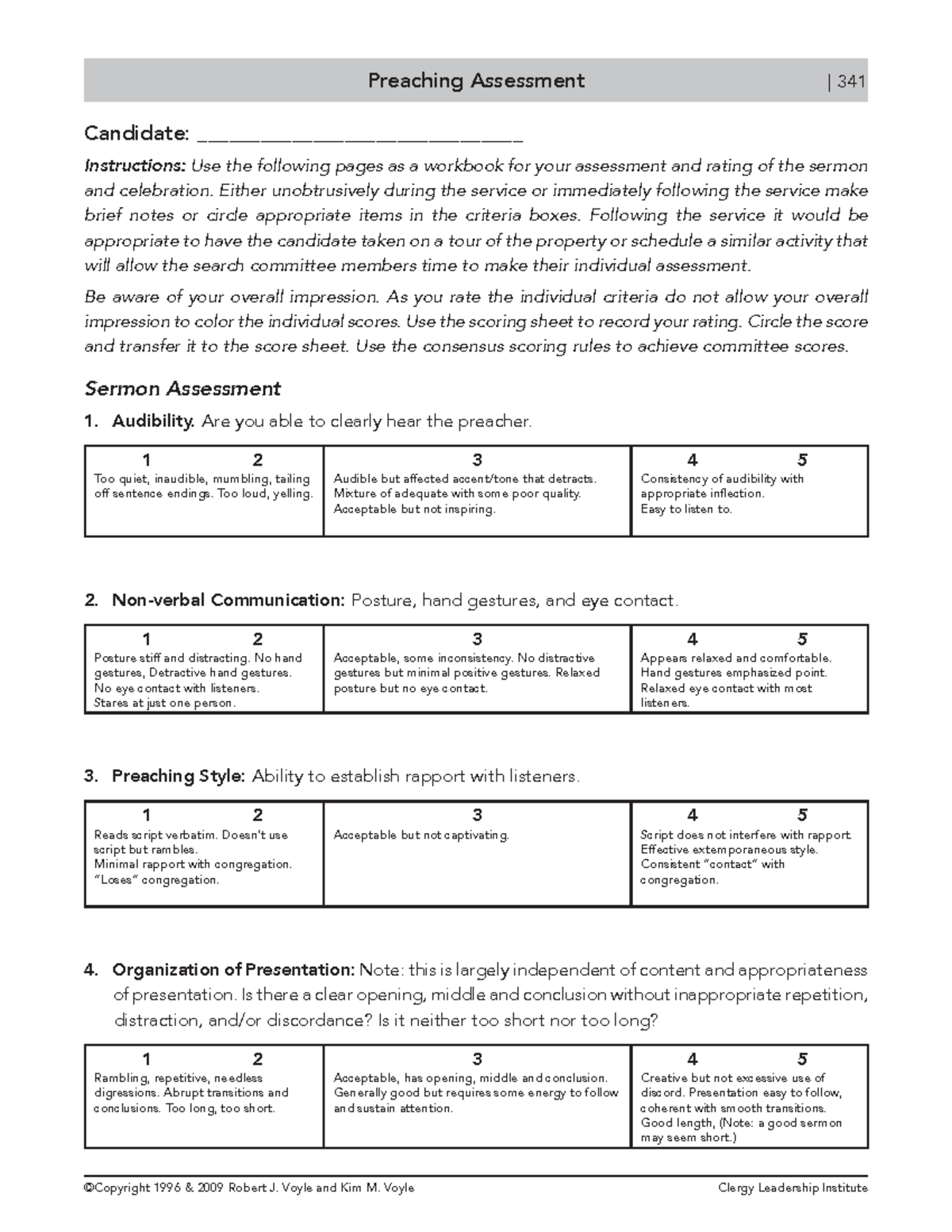 Preaching-assessment- Preaching Assessment - ©Copyright 1996 & 2009 ...