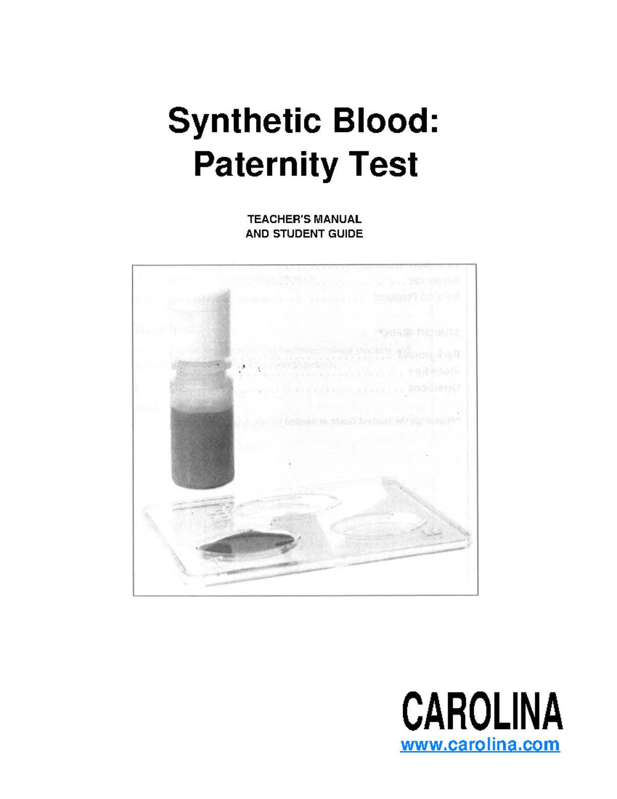 Synthetic Blood - Paternity Test - Student Guide - Ocred - Synthetic ...