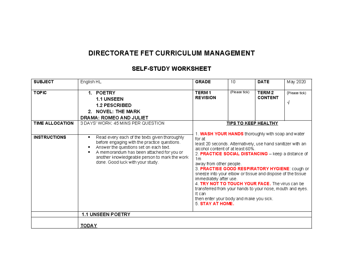 C English HL Grade 10 P2 Worksheet - DIRECTORATE FET CURRICULUM ...
