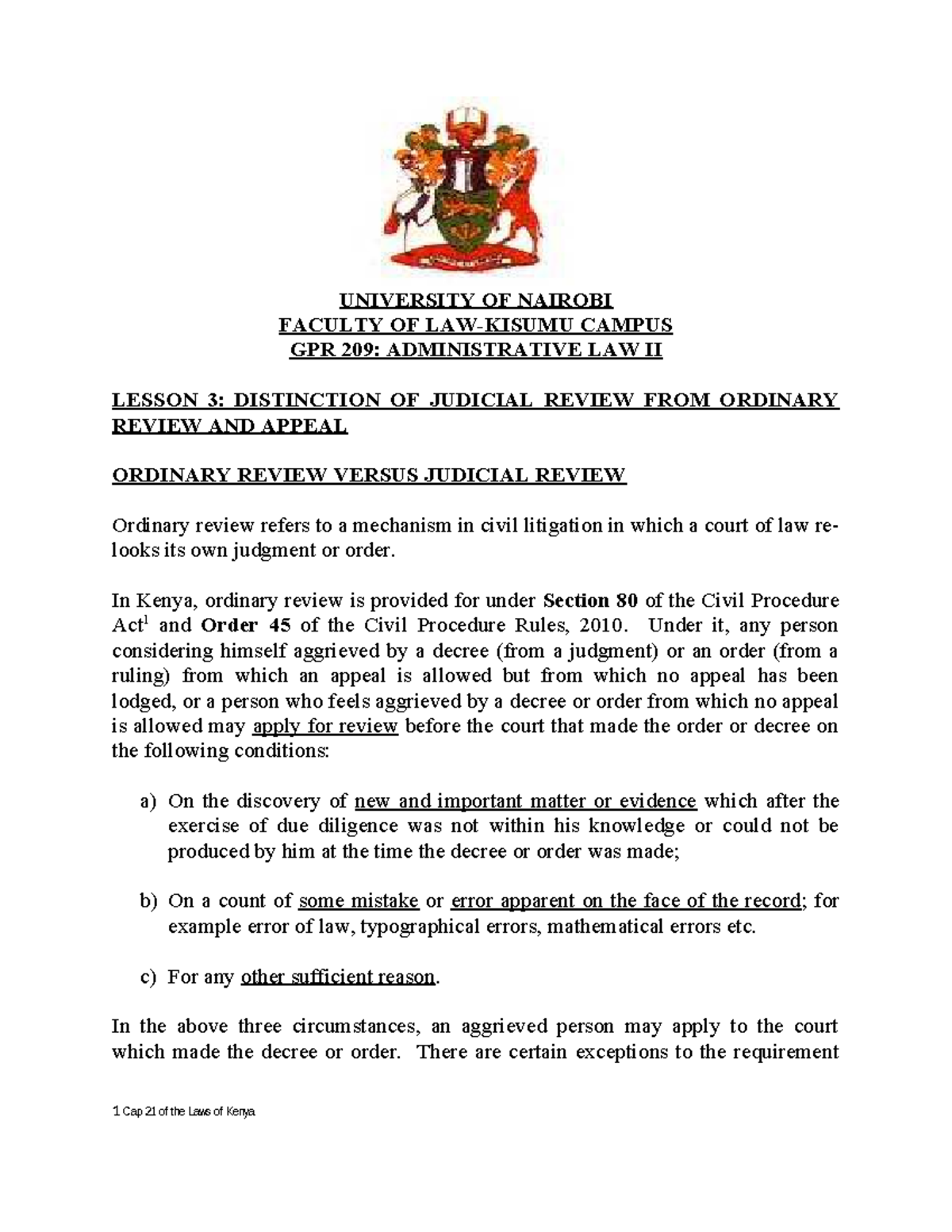 Lesson 3 - Distinction of Judicial Review from Review and Appeal ...