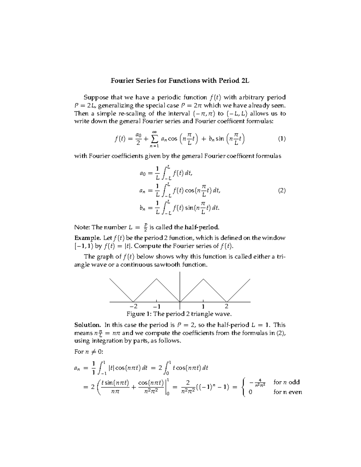 Mit fourier examples 2 - Fourier Series for Functions with Period 2L ...