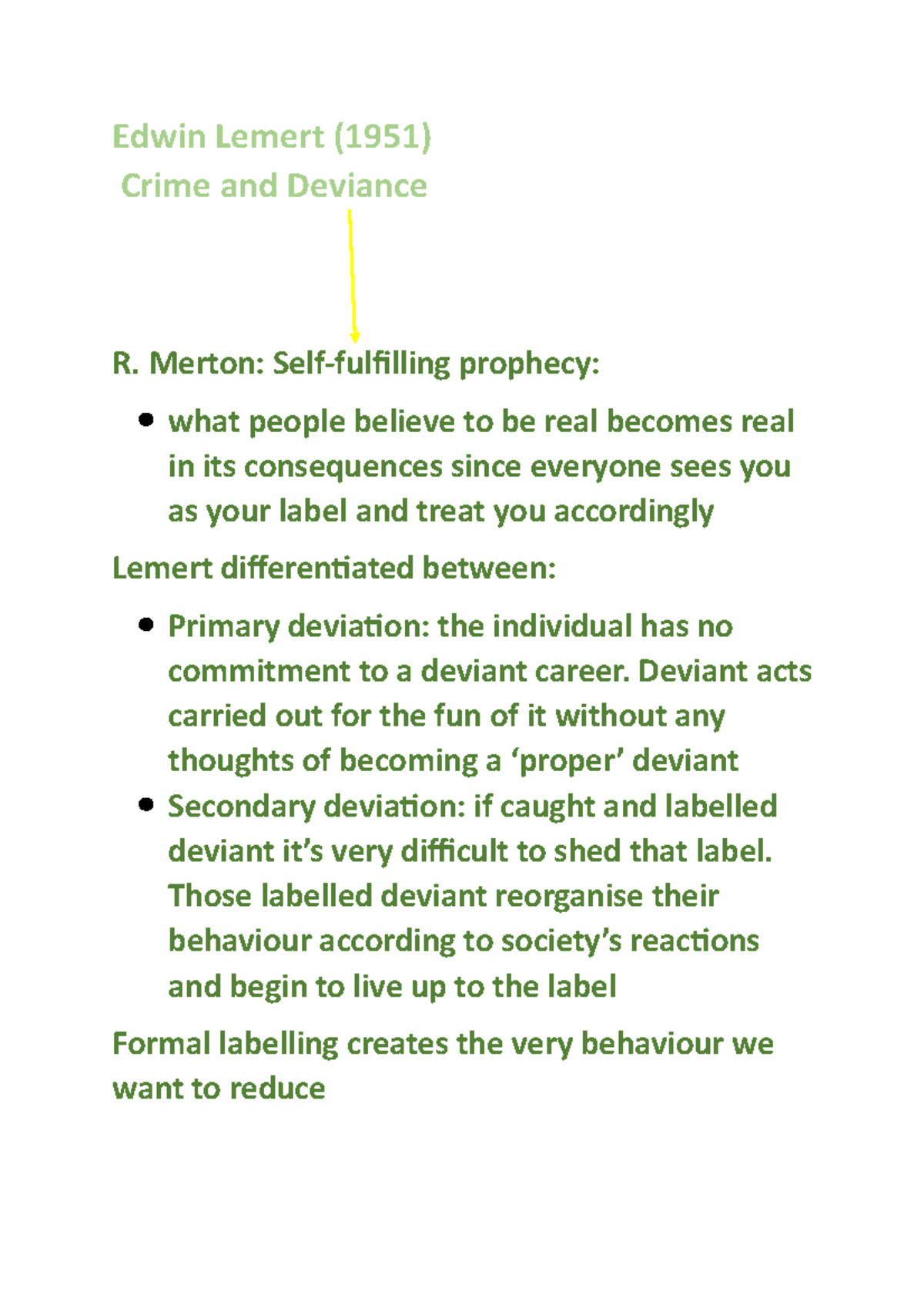 Lebelling theories part 3 - Edwin Lemert (1951) Crime and Deviance R ...