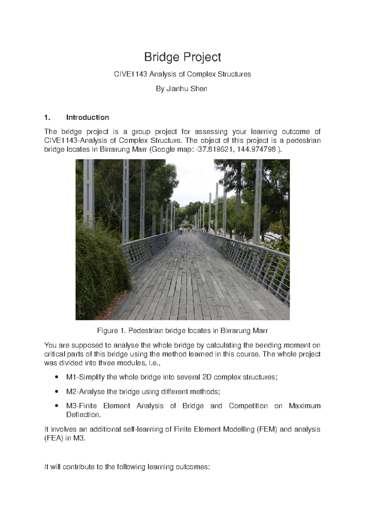 Bridge Project summary documents-2 - Bridge Project CIVE1143 Analysis ...