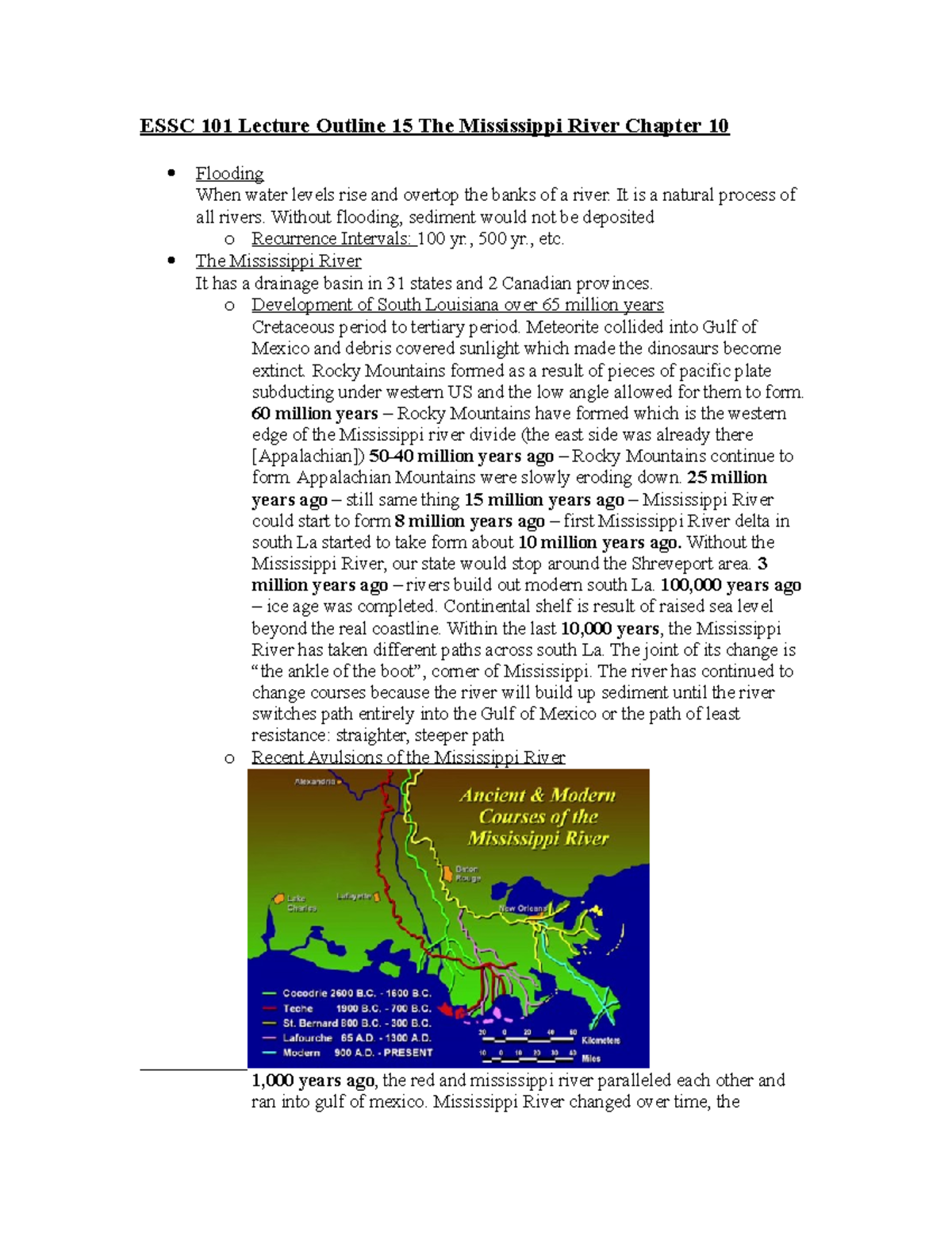 Outline 15 The Mississippi River - ESSC 101 Lecture Outline 15 The ...