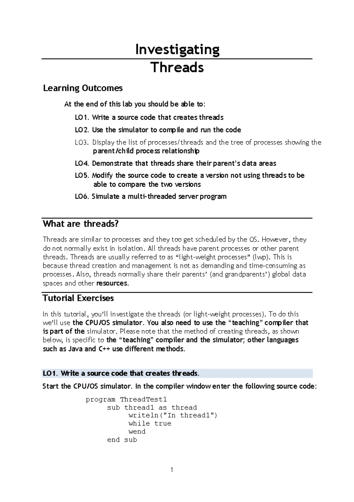 Investigating Threads Midterm Skills Exam - Operating Systems - TIP ...