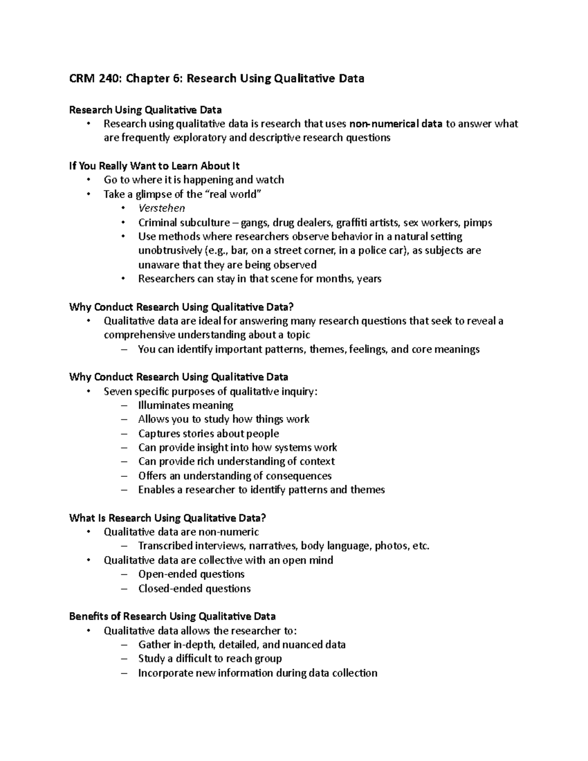 CRM 240 Chapter 6 - Rhissa Robinson - CRM 240: Chapter 6: Research ...