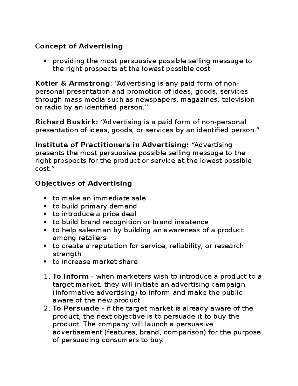 Advertising lecture - Concept of Advertising providing the most ...