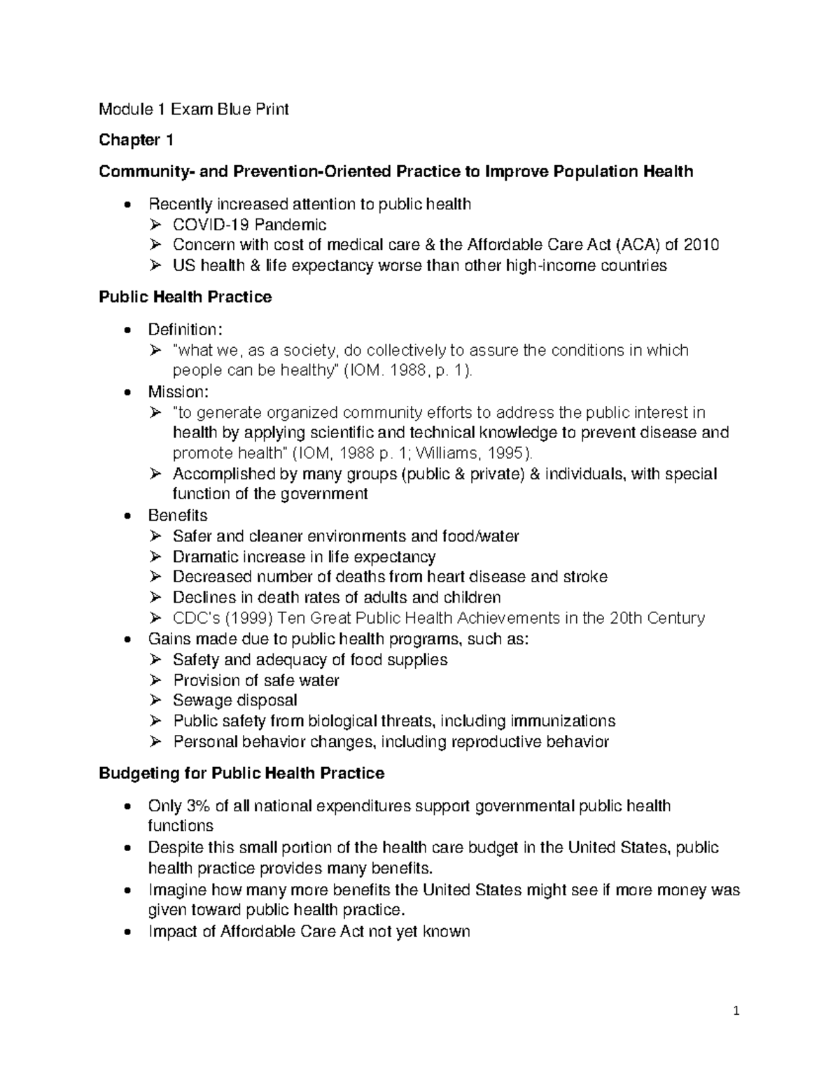 Module 1 Exam Blue Print - Module 1 Exam Blue Print Chapter 1 Community ...