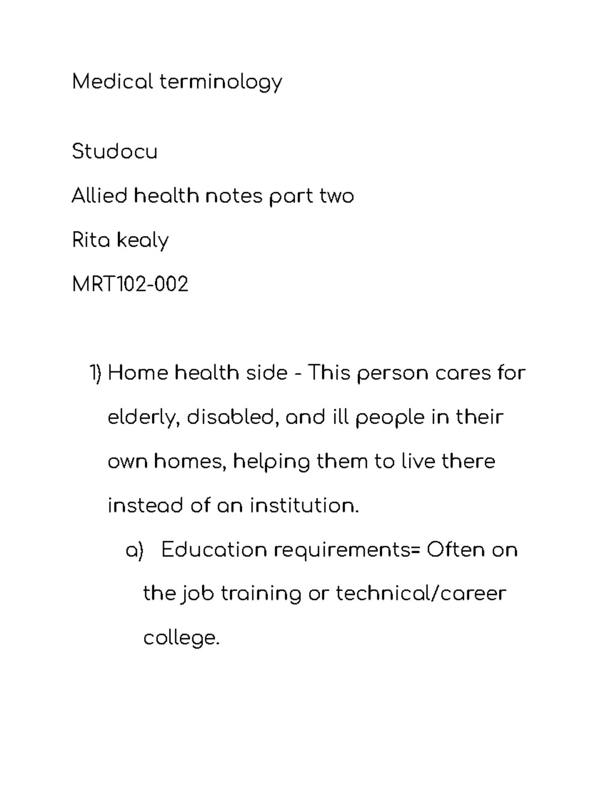 Allied health 2 - Medical terminology Studocu Allied health notes part ...
