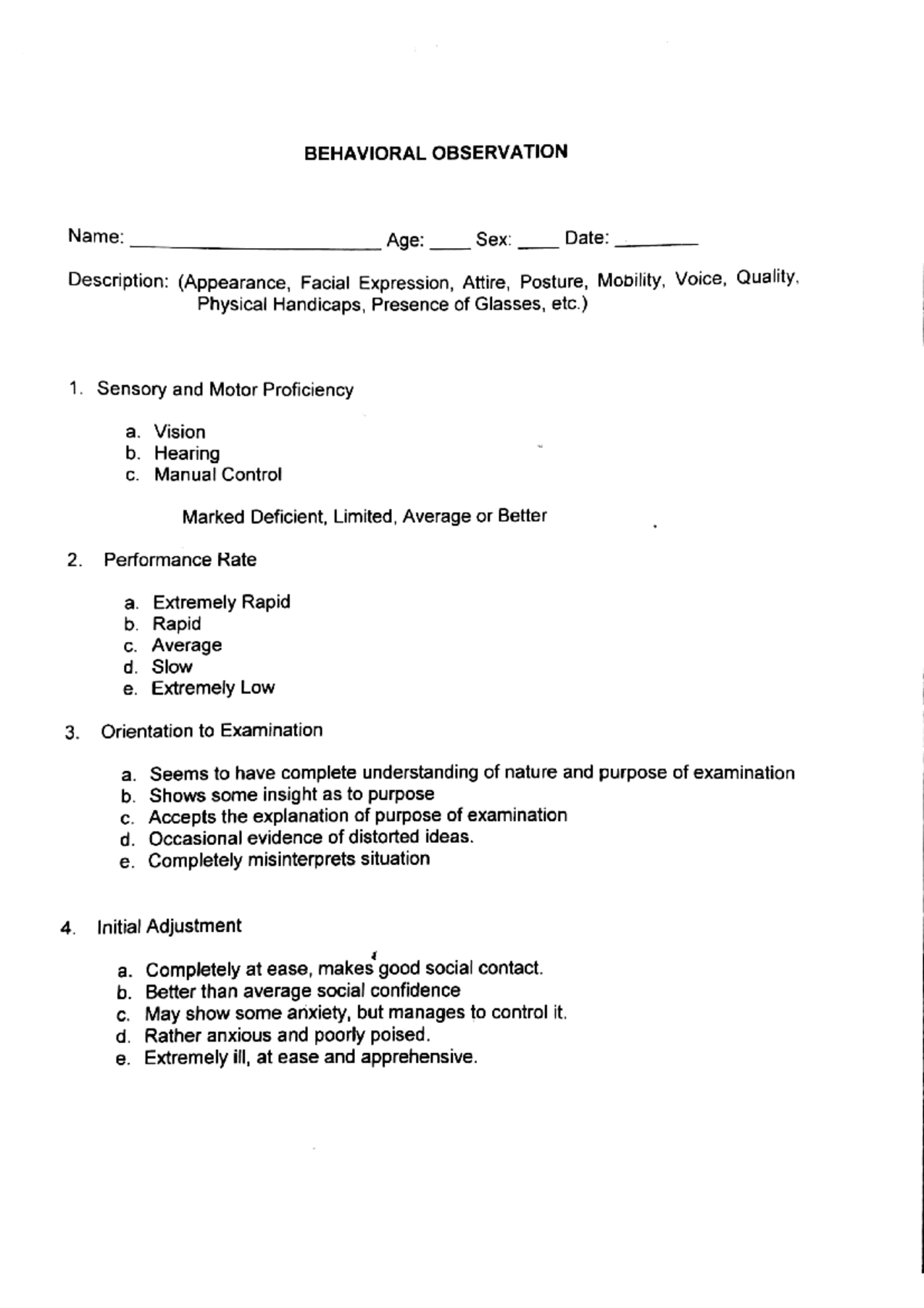 Behavioral-Observation - Clinical Psychology - Studocu