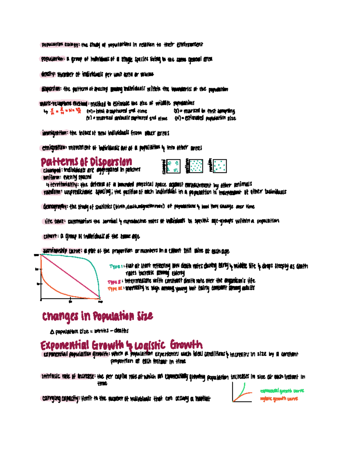 BIO 105 Chapter 53 Notes - population ecology the study of populations ...