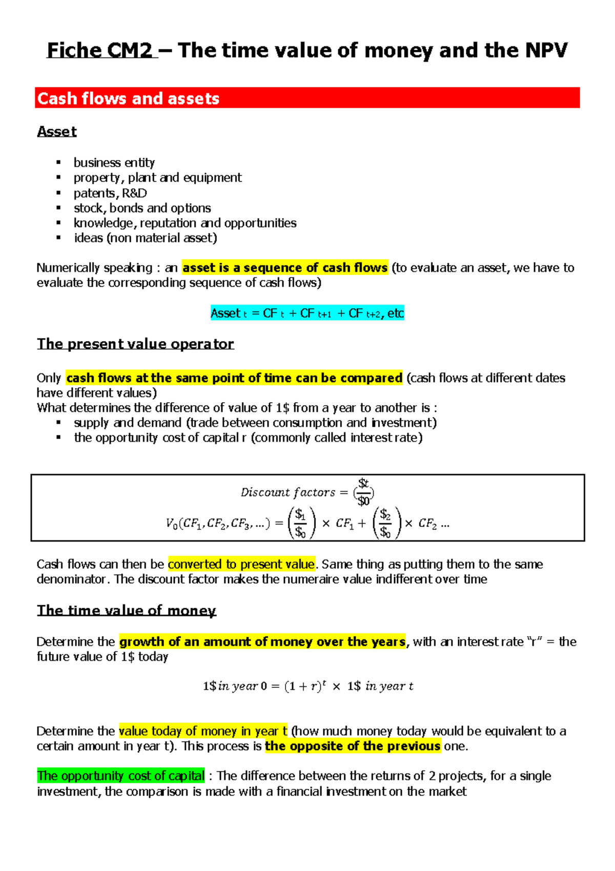 Fiche-CM2 - Notes de cours 2 - Fiche CM2 – The time value of money and ...