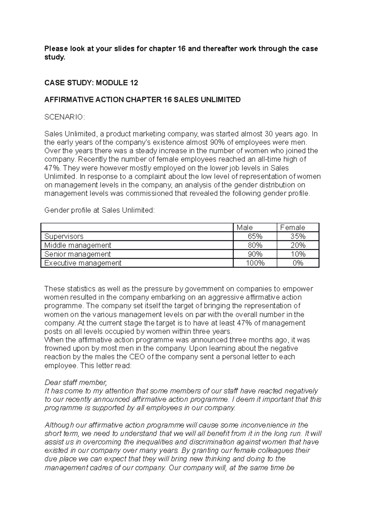 CASE Study Module 12 - Notes - Please look at your slides for chapter ...