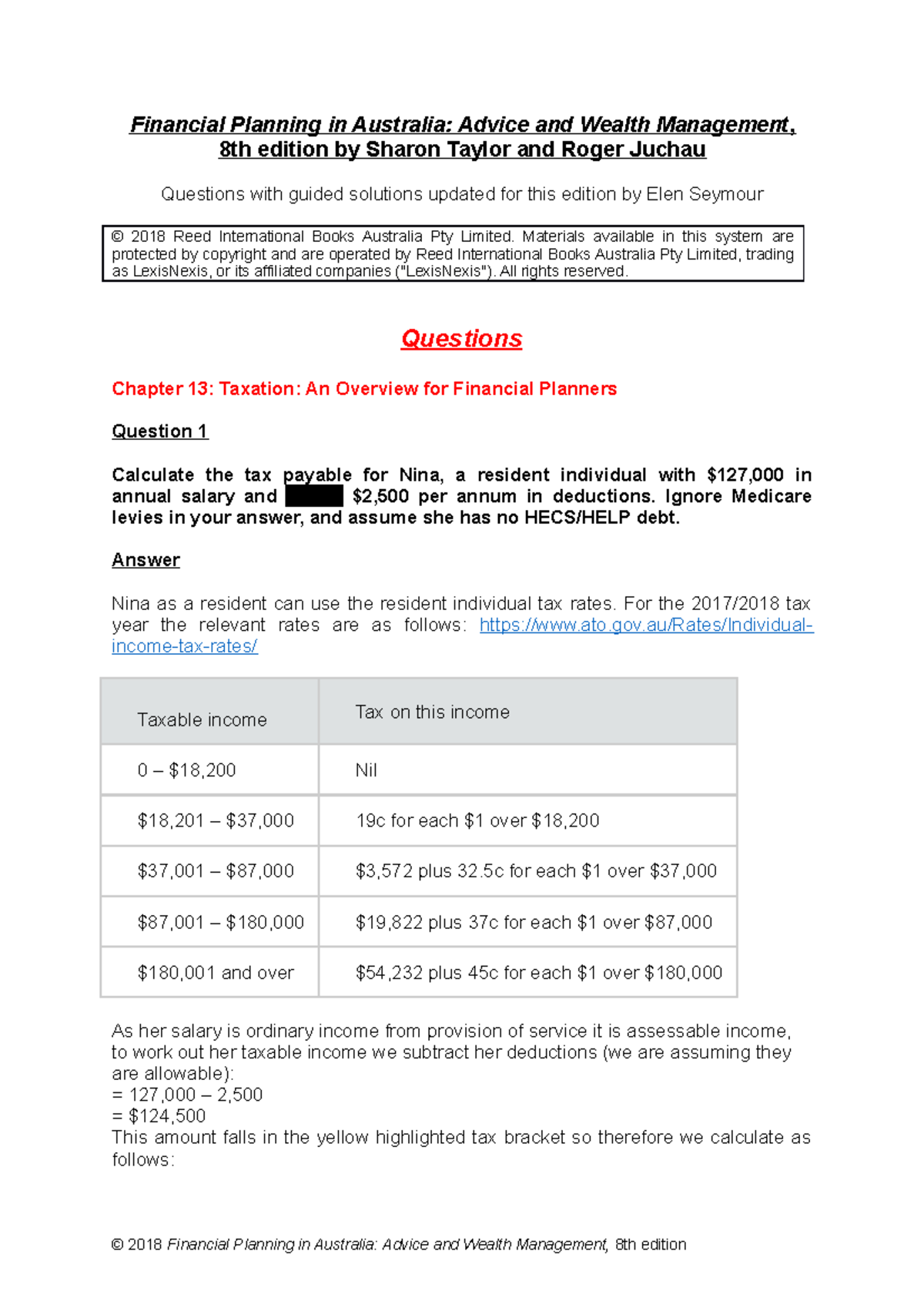 Tutorial 3 W4 Questions with Solutions - Financial Planning in ...