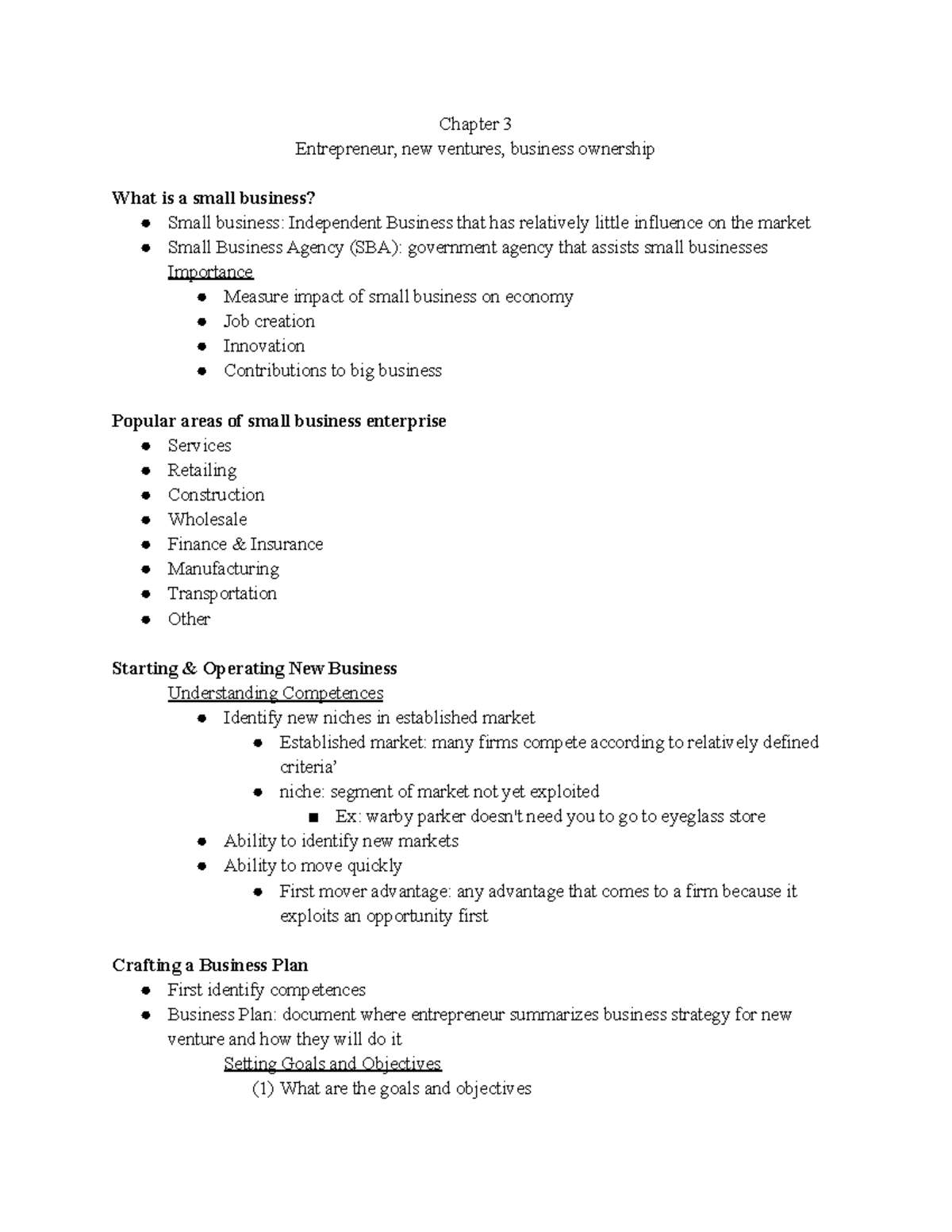Buisness Chapter 3 -key terms -key ideas - Chapter 3 Entrepreneur, new ...