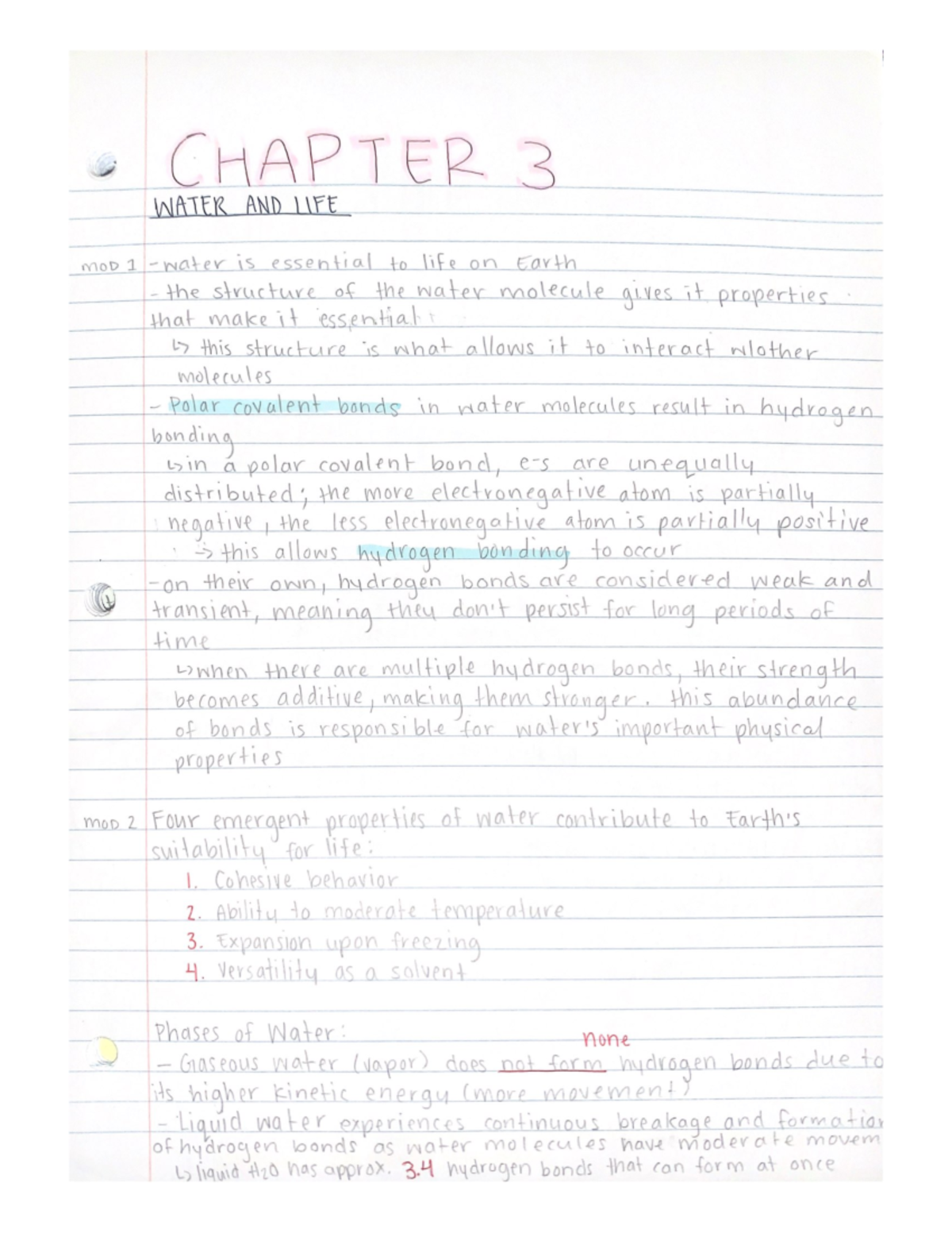 Bio 100 Chapter 3 - CHAPTER 3 ANATER AND FE ei mop iS essential to like on Eavih shvuctuve of ...