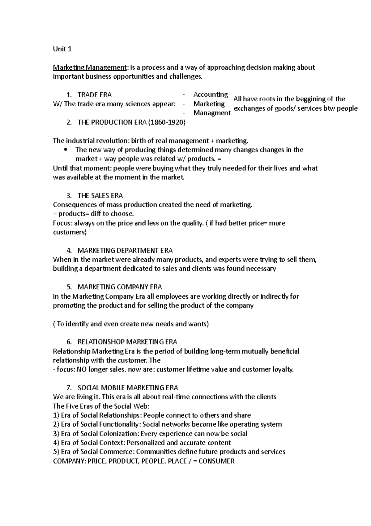 Marketing unit 1- 3 - Apuntes 1-3 - Unit 1 Marketing Management: is a ...