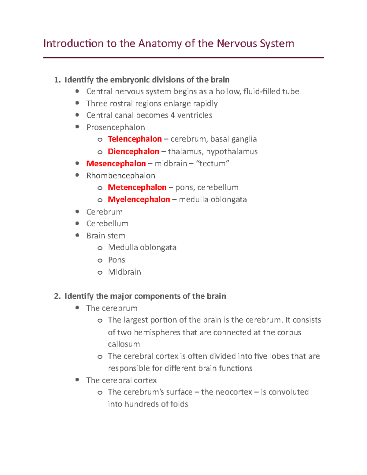 Introduction to the Anatomy of the Nervous System - Introduction to the ...