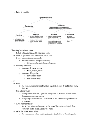 GEA one page summary - GEA1000 one page cheat sheet - Asssociation Rate(A|B)>Rate(A|NB) Positive ...