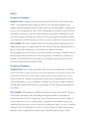 Quotation and paraphrase - PARAPHRASE EXAMPLE 1 Original text: To take ...