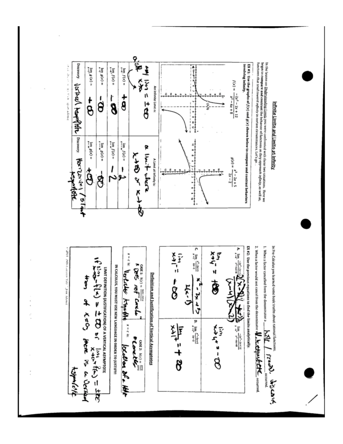 Infinite limits and limits to infinity - Classwork - MATH140 - UMD - Studocu