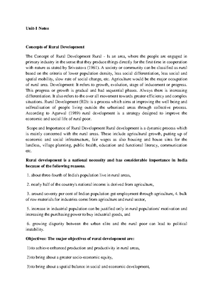 Unit2 notes - Unit - History of Rural Development in India During the ...