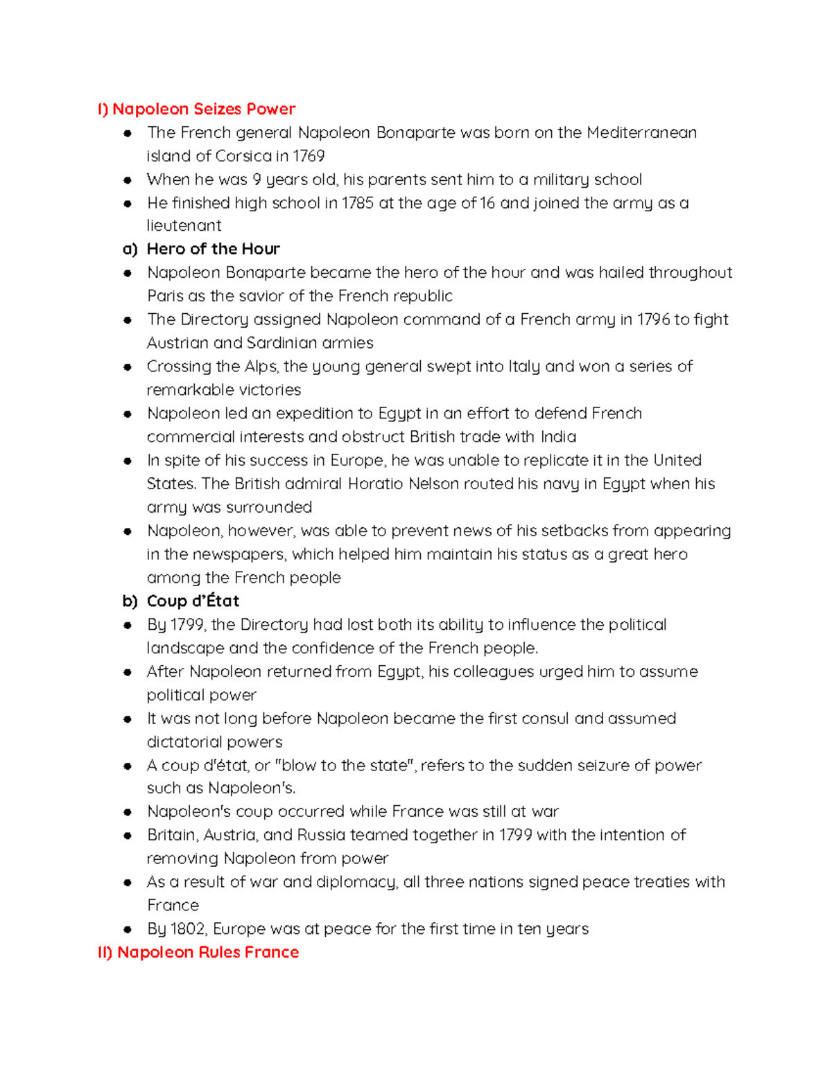 Napoleon seizes power - I) Napoleon Seizes Power The French general ...