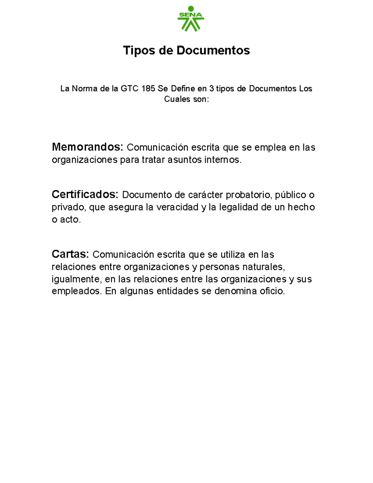 Tipos de Documentos - Informacion - Tipos de Documentos La Norma de la GTC 185 Se Define en 3 ...