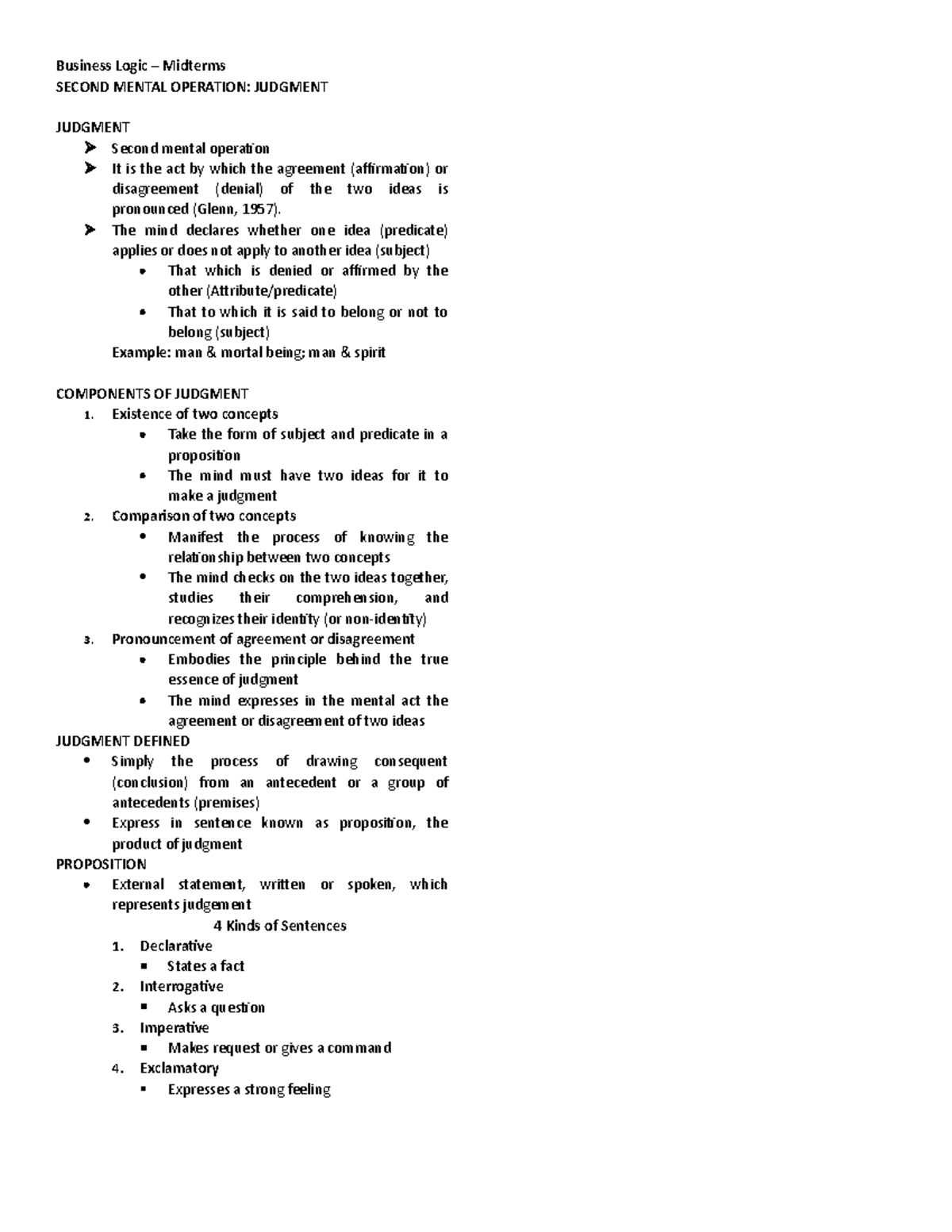 Business Logic 1 - The mind declares whether one idea (predicate ...